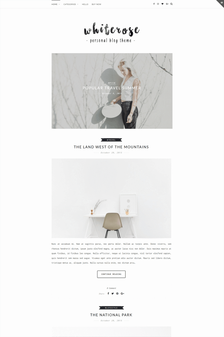 White – Minimal Blog For WordPress - ZThemes Studio